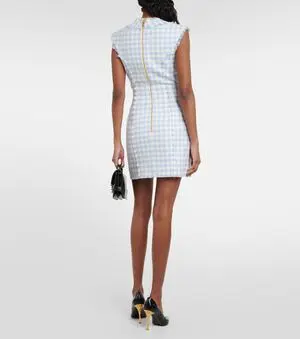 Balmain Gingham Tweed Minidress