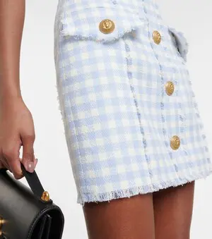Balmain Gingham Tweed Minidress