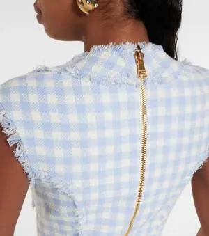 Balmain Gingham Tweed Minidress