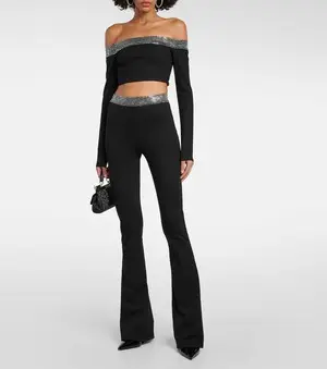 David Koma Crystal-embellished Crop Top