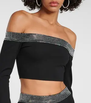 David Koma Crystal-embellished Crop Top