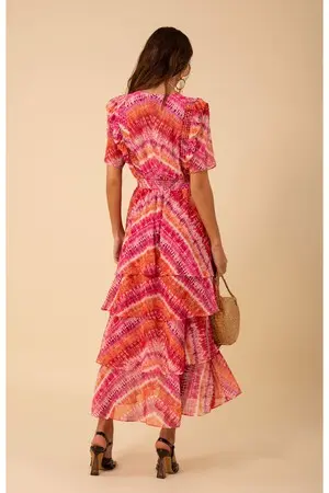Hale Bob Caroline Chiffon Dress - Pink