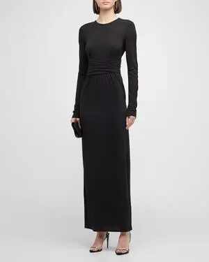 Emporio Armani Emporio Armani Pleated Waistband Jersey Gown - Black