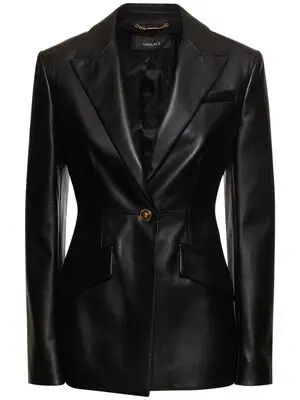 Versace Single Breast Nappa Leather Jacket - Black