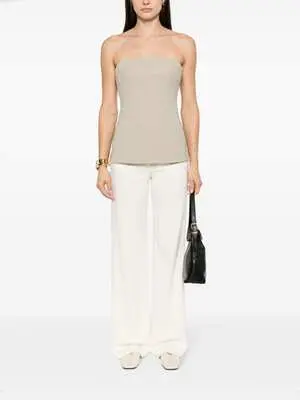 JOSEPH Pressed-crease Flared Trousers - White