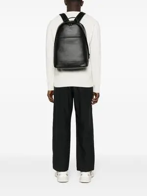 Calvin Klein Leather Backpack With Logo Plaque