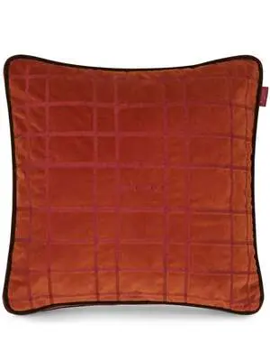 Etro Logo-embroidered Checked Velvet Cushion