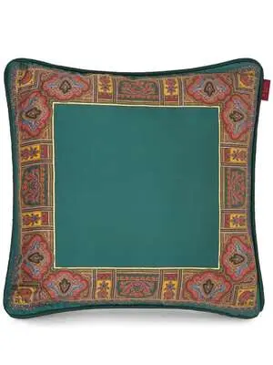 Etro Paisley-print Silk Cushion - Green