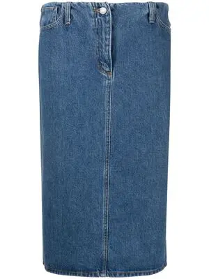 Magda Butrym Engraved-logo Denim Pencil Skirt - Blue