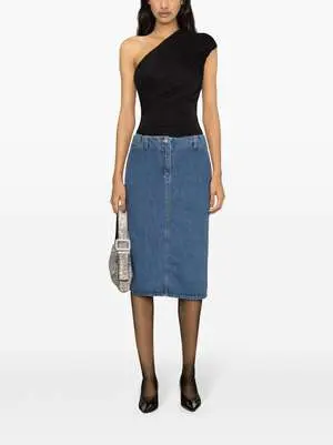 Magda Butrym Engraved-logo Denim Pencil Skirt - Blue
