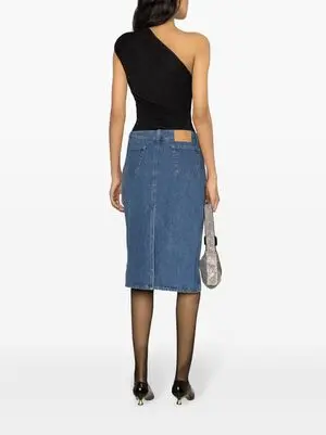 Magda Butrym Engraved-logo Denim Pencil Skirt - Blue