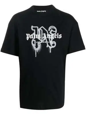 Palm Angels Los Angeles Monogram-print T-shirt - Black