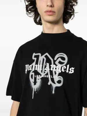 Palm Angels Los Angeles Monogram-print T-shirt - Black