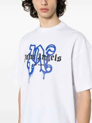 Palm Angels Tokyo Sprayed-Logo T-Shirt - White - 33% Off