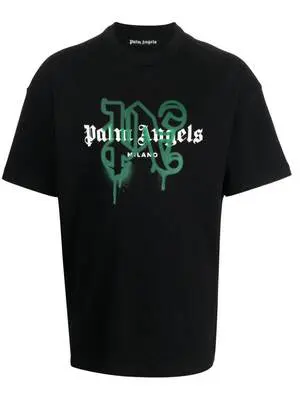 Palm Angels Milano Monogram-print T-shirt - Black