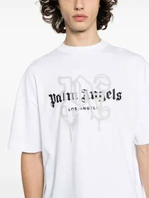Palm Angels Los Angeles Monogram-print T-shirt - White