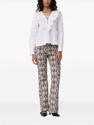 GANNI Ruffle-collar Organic Cotton Blouse