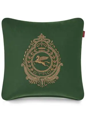Etro Pegaso-embroidered Wool-blend Cushion - Green