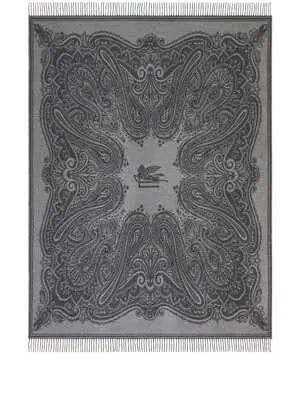 Etro Jacquard Wool-blend Throw Blanket - Grey