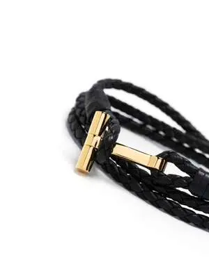 TOM FORD T-logo Braided Bracelet - Black