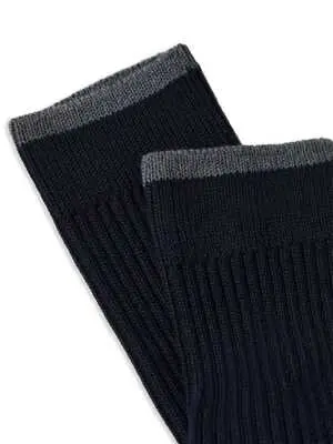 Brunello Cucinelli Contrast-trim Cotton Socks - Blue
