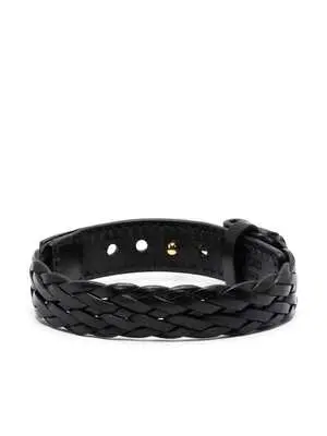 TOM FORD T-plaque Leather Bracelet - Black