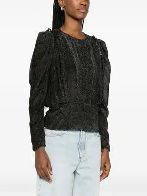 Isabel Marant Étoile Zarga Spotted Velvet Blouse - Black