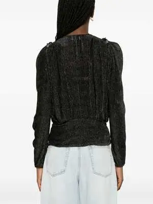 Isabel Marant Étoile Zarga Spotted Velvet Blouse - Black