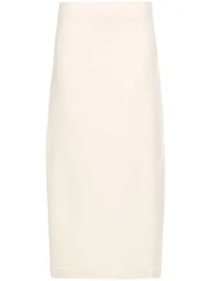 JIL SANDER Asymmetric Wool Midi Skirt - Neutrals