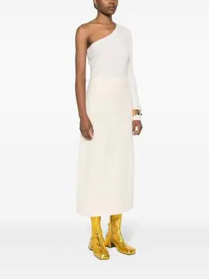 JIL SANDER Asymmetric Wool Midi Skirt - Neutrals