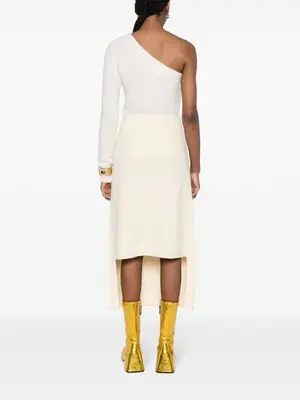 JIL SANDER Asymmetric Wool Midi Skirt - Neutrals