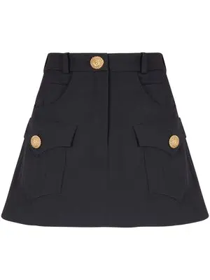 Balmain Panelled Wool Mini Skirt - Black