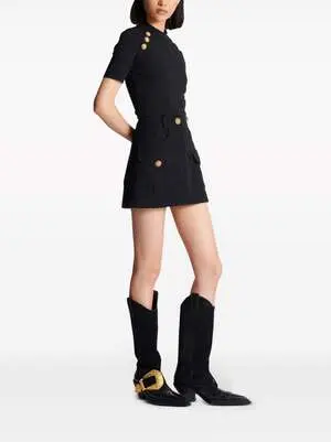 Balmain Panelled Wool Mini Skirt - Black