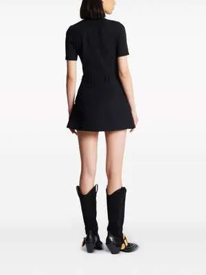 Balmain Panelled Wool Mini Skirt - Black
