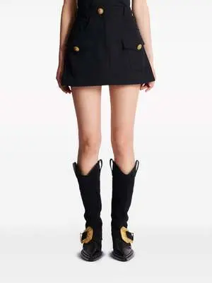 Balmain Panelled Wool Mini Skirt - Black