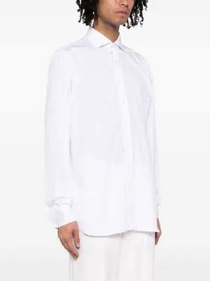 LARDINI Poplin Button-up Cotton Shirt - White