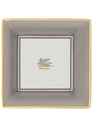 Etro Pegaso-motif Porcelain Tray Grey