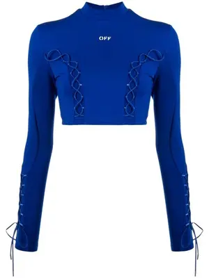 Off-White Lace-up Crop Top - Blue
