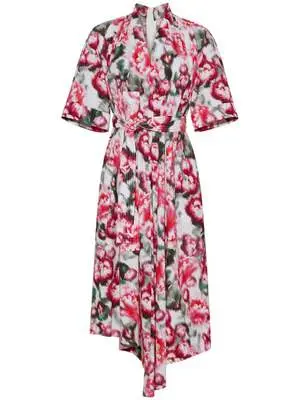 Adam Lippes Floral-print Asymmetric Midi Dress - White