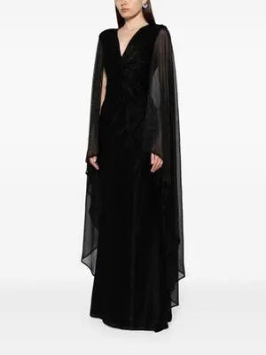 Talbot Runhof Metallic V-neck Gown - Black