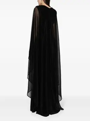 Talbot Runhof Metallic V-neck Gown - Black