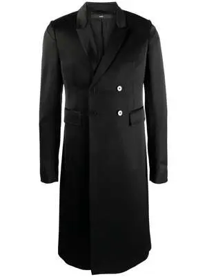 SAPIO Double-breasted Satin-finish Midi Coat