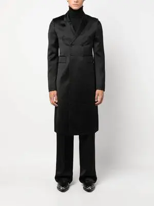 SAPIO Double-breasted Satin-finish Midi Coat