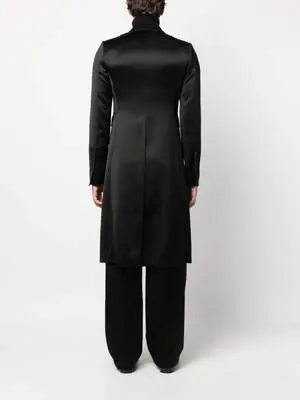 SAPIO Double-breasted Satin-finish Midi Coat