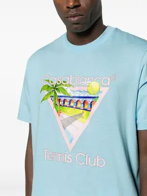 Casablanca Logo-print Organic Cotton T-shirt - Blue