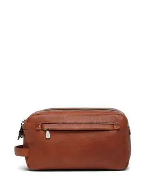 Brunello Cucinelli Grained-leather Wash Bag - Brown
