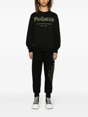 Alexander McQueen Graffiti Cotton Track Pants - Black