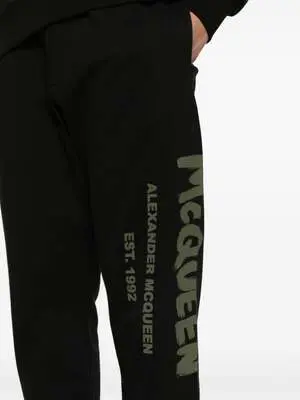 Alexander McQueen Graffiti Cotton Track Pants - Black