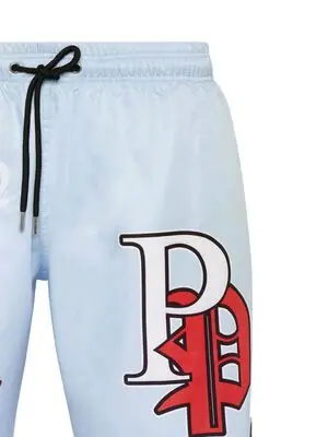 Philipp Plein Bulldogs-print Swim Shorts - Blue