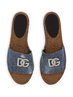 Dolce & Gabbana Logo-plaque Denim Espadrilles - Blue